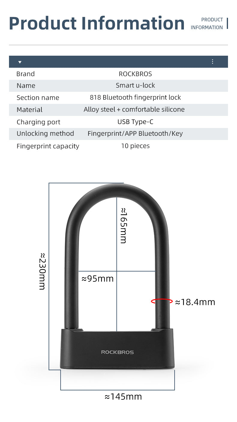 Velotric ROCKBROS Bike Lock: Secure Your Ride with Fingerprint Technology